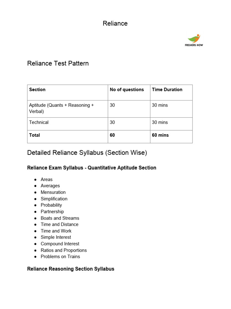 Reliance-Topics | PDF