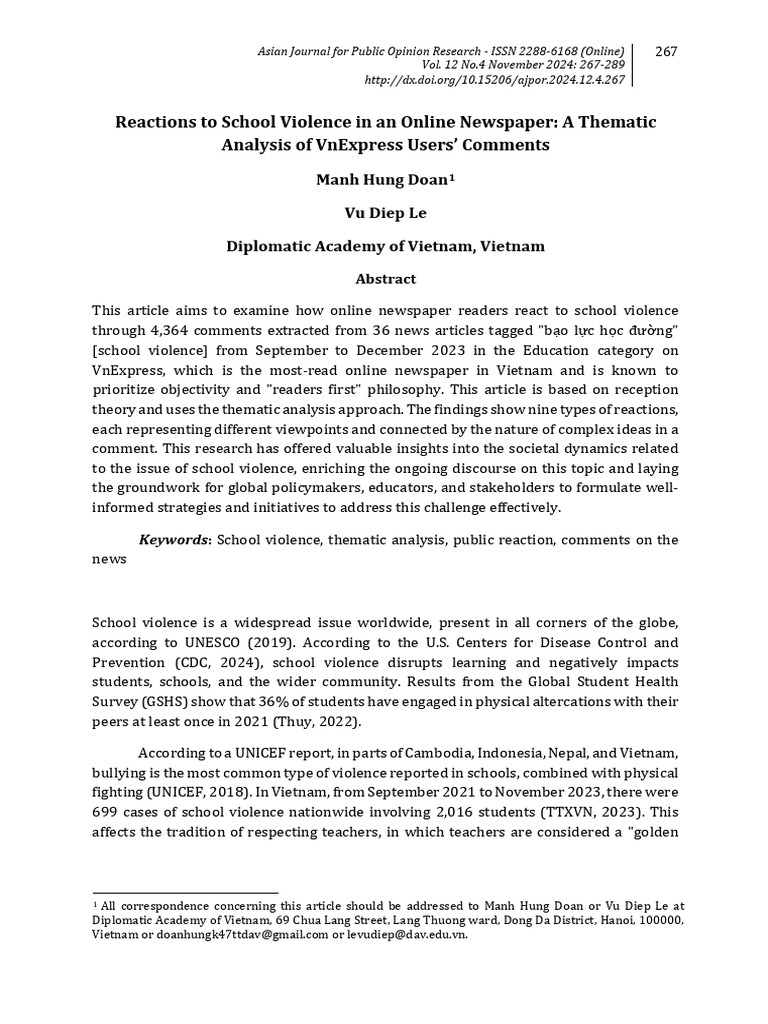 Doan Manh Hung - bài báo quốc tế | PDF | Violence | News