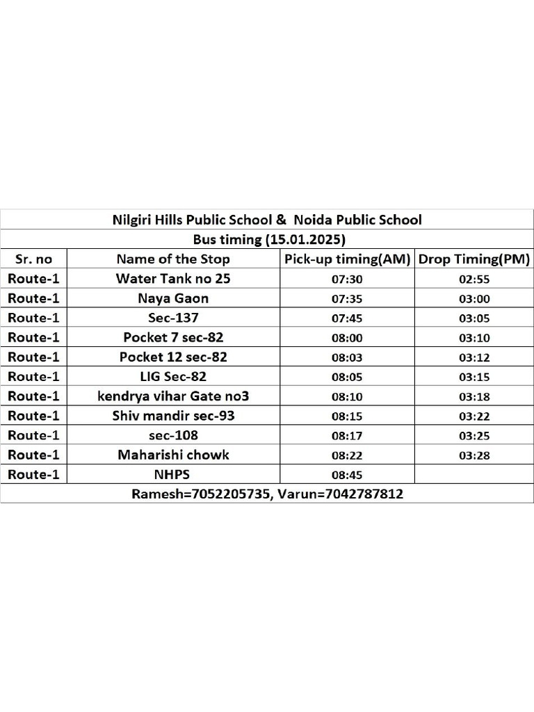 Bus_Timings_15012025 | PDF