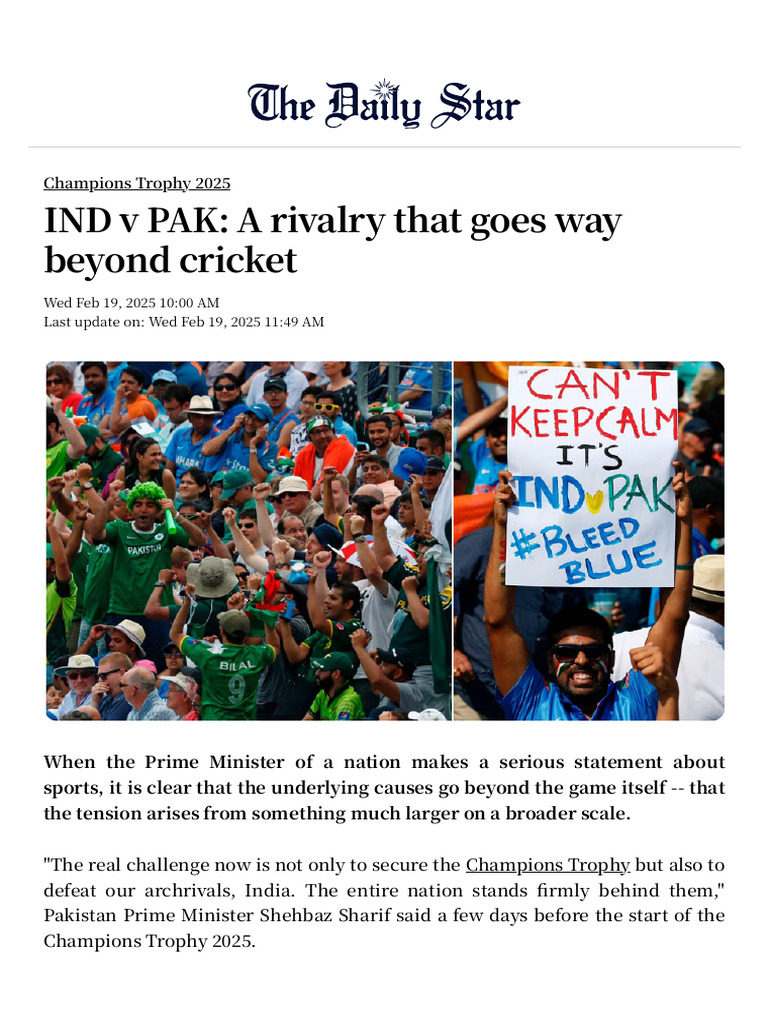 India Pakistan Cricket Rivalry - IND V PAK - A Rivalry That Goes Way ...