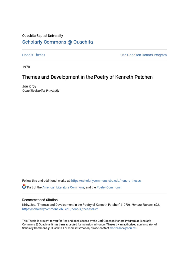 Themes and Development in The Poetry of Kenneth Patchen | PDF