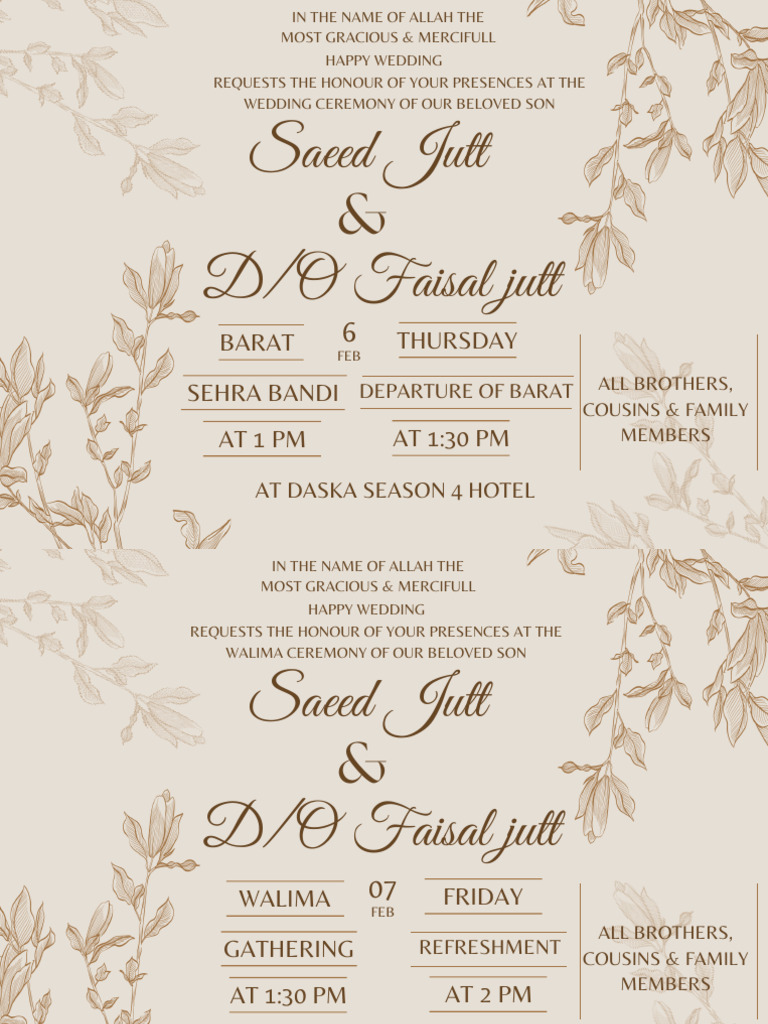 Daska Wedding Invitation Details | PDF