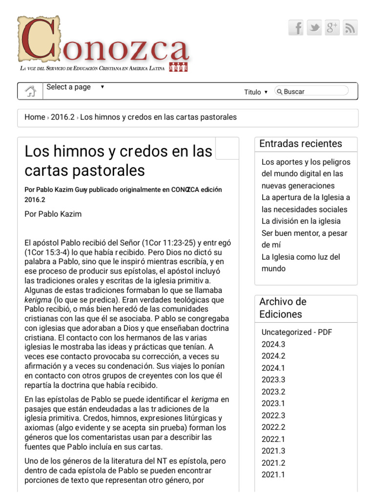 Himnos y Credos en las Cartas de Pablo | PDF | Pablo el apóstol ...