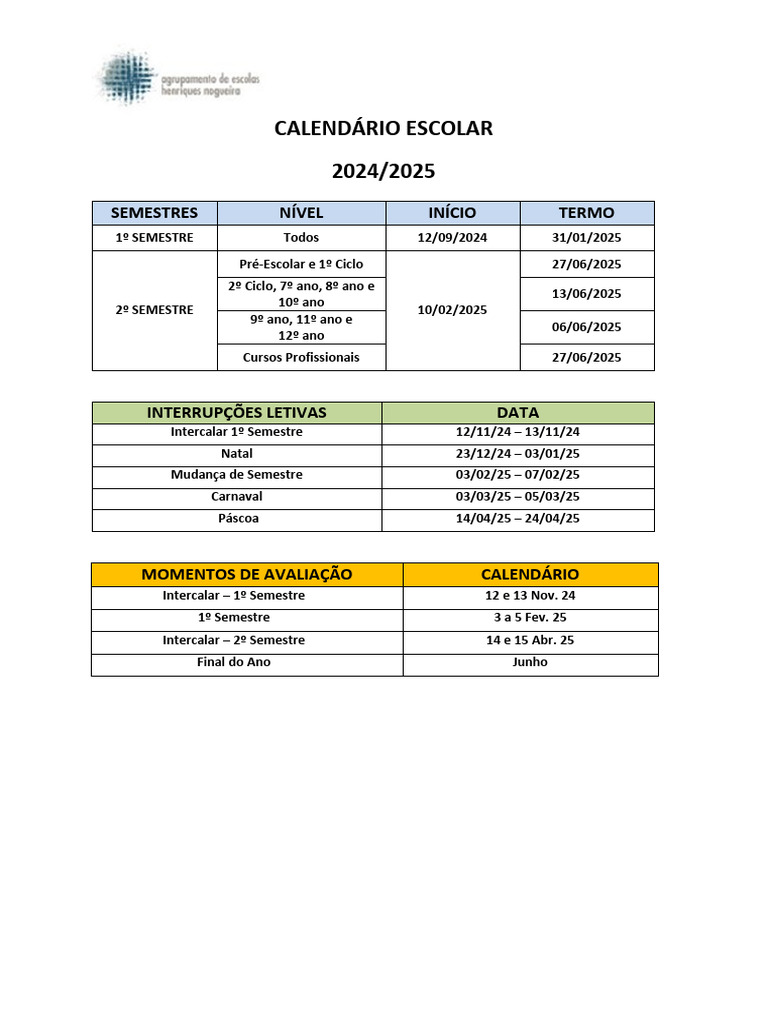 Calendario Escolar 2024-2025 | PDF