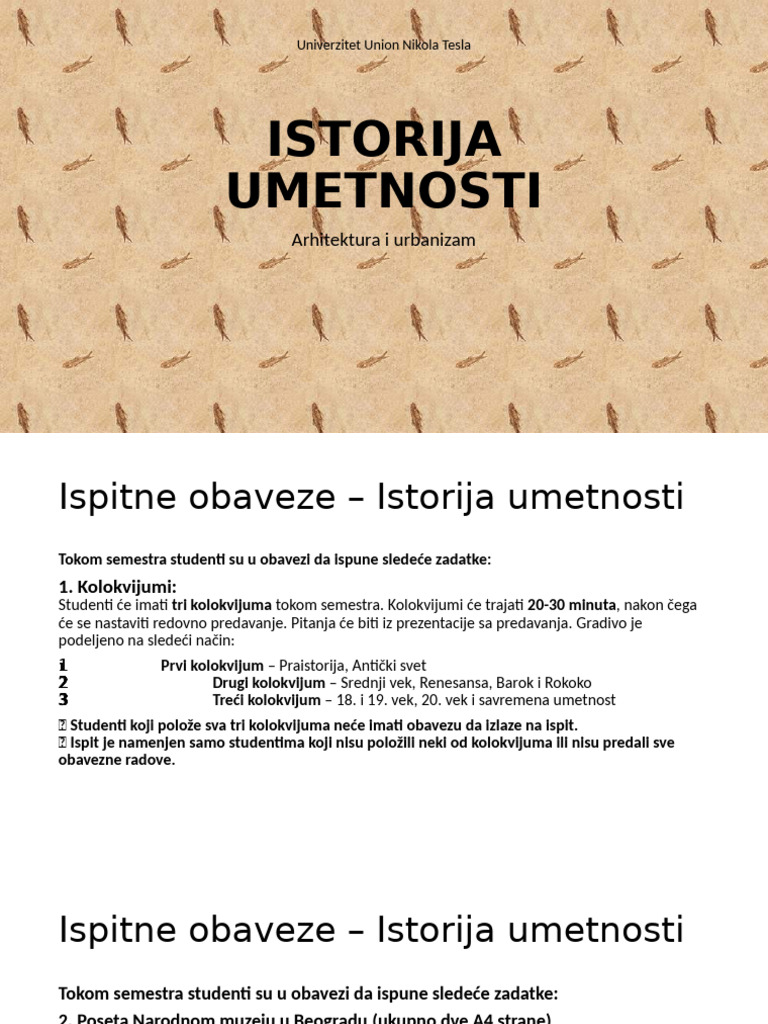 ISTORIJA UMETNOSTI Prezentacija | PDF