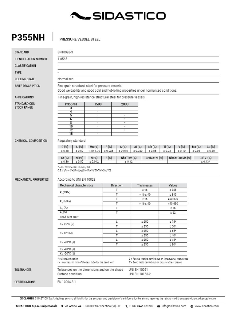 P355NH Pressure Vessel Steel Overview | PDF | Building Engineering ...