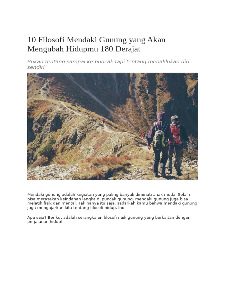 Filosofi Hidup dari Mendaki Gunung | PDF