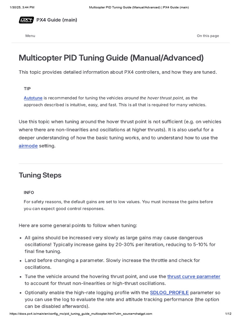 Multicopter PID Tuning Guide (Manual - Advanced) - PX4 Guide (Main ...