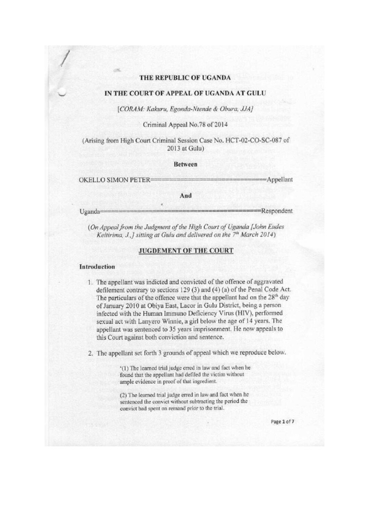 Okello Simon Peter V Uganda | PDF