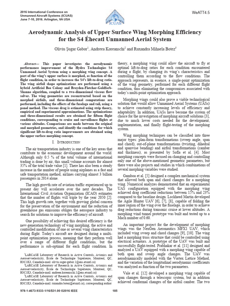 Aerodynamic Analysis of Upper Surface Wing Morphing Efficiency For The ...