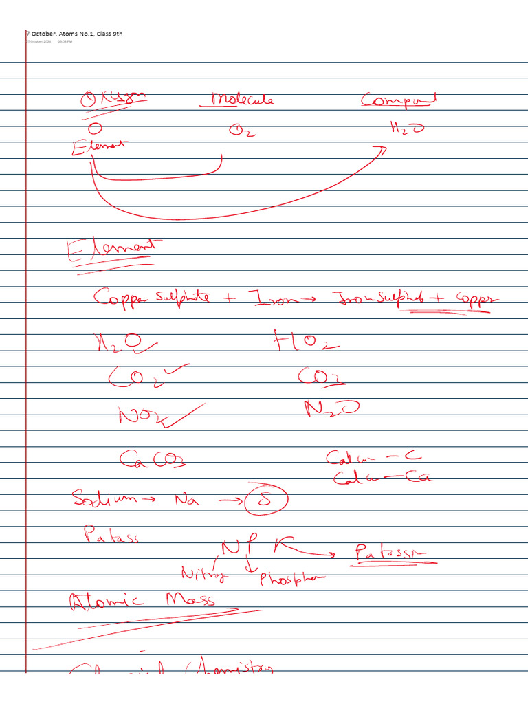Class 9 Science: Atoms Overview | PDF