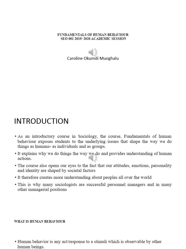 Fundamentals of Human Behaviour 2019 2020 Session | PDF | Human ...