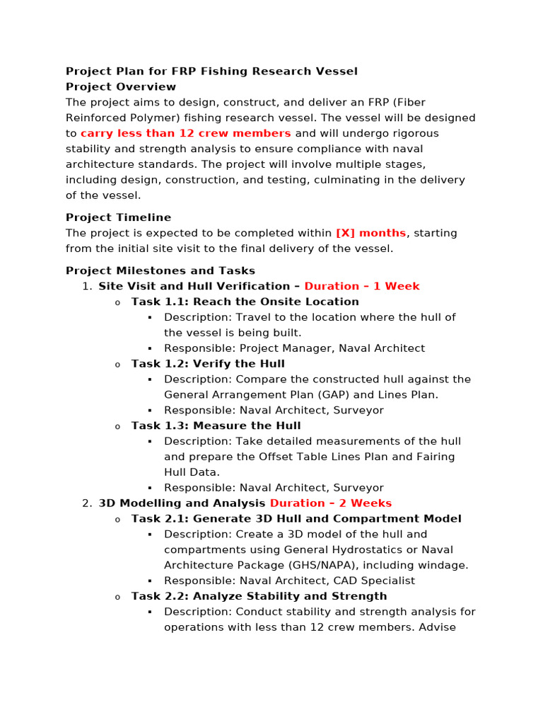 Reef-Project Plan For FRP Fishing Research Vessel | PDF | Naval ...