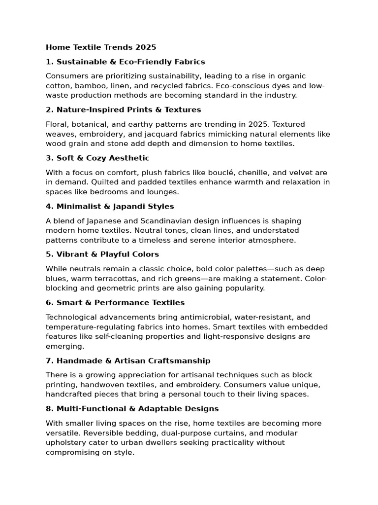 Home Textile Trends 2025 | PDF