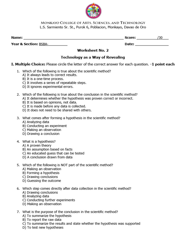 Sts Worksheet No. 2 | PDF | Scientific Method | Hypothesis
