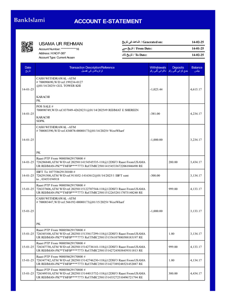 BankIslami_statement_14_Feb_2025 (2) | PDF | Financial Technology ...
