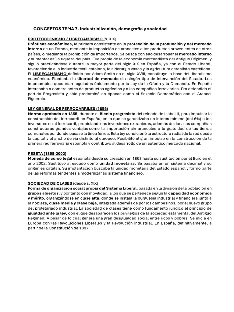 Conceptos Tema 7 | PDF | España | Arancel