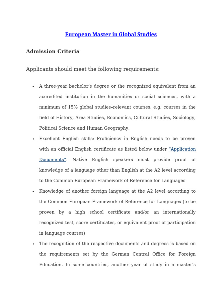 European Master in Global Studies | PDF | Academic Degree | University ...