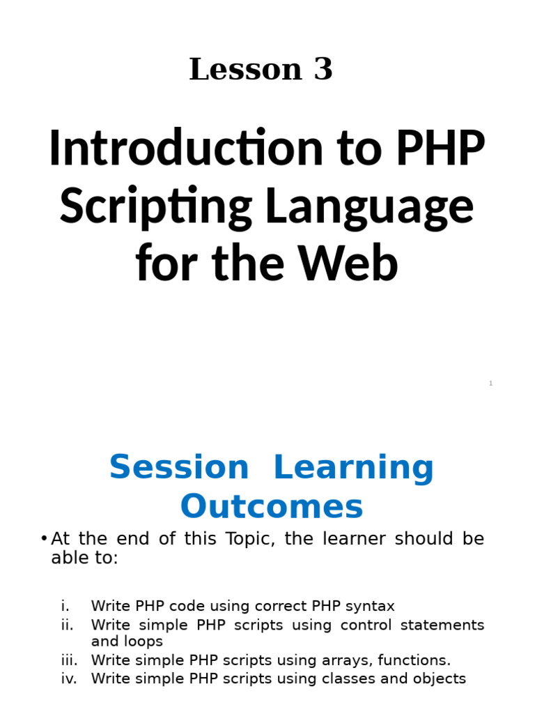 Lesson 3 Intro To PHP | PDF | Php | Control Flow