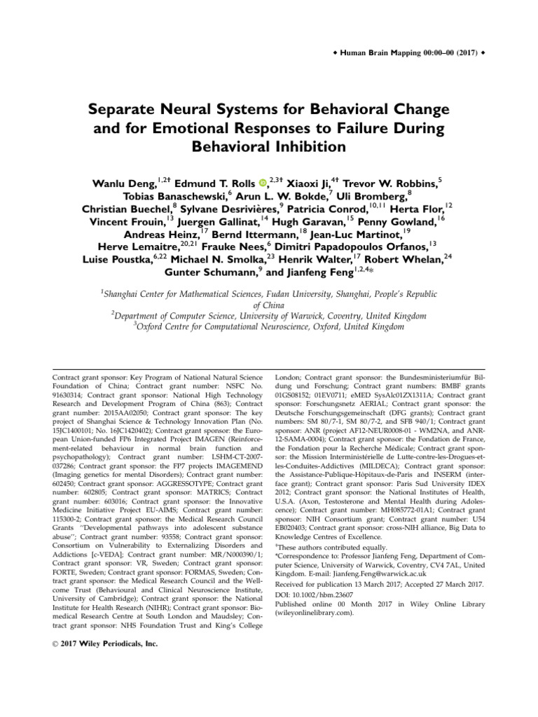 Neural Systems in Behavioral Inhibition | PDF | Dorsolateral Prefrontal Cortex | Striatum