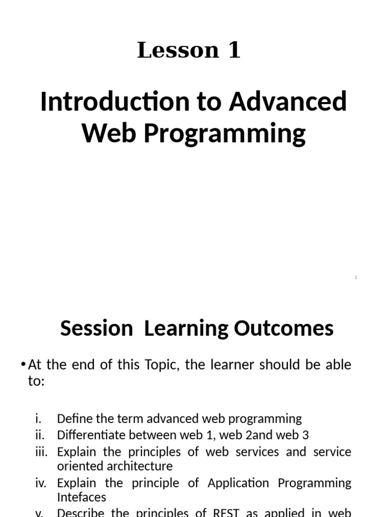 Advanced Web Programming Intro | PDF | World Wide Web | Internet & Web