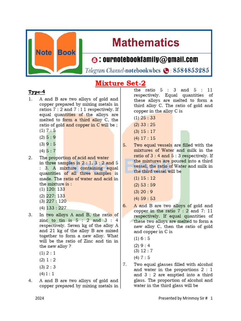 Mixture Set-2 | PDF | Ratio | Alloy