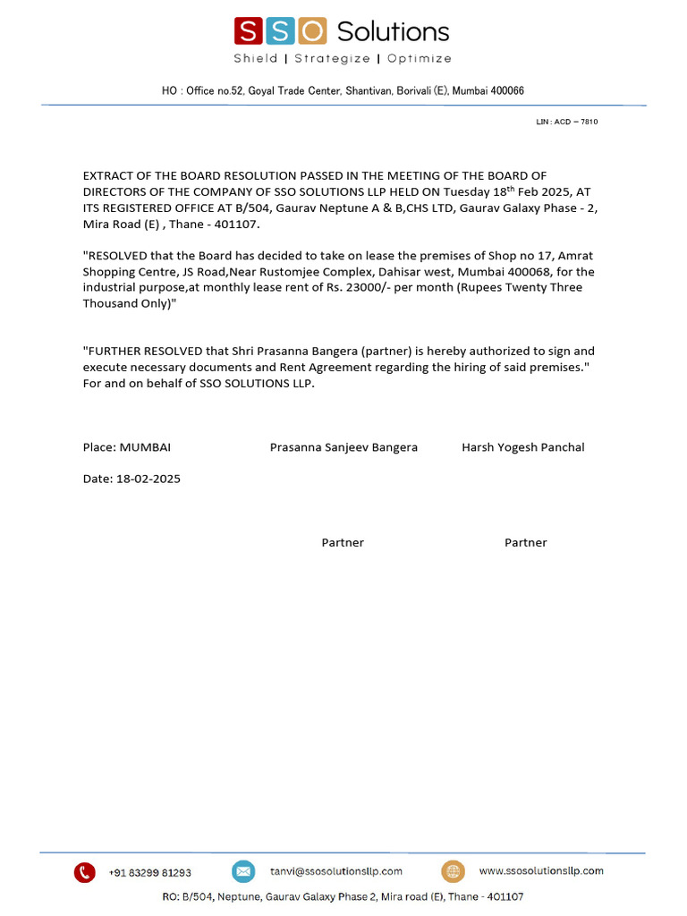 Letter of Authorisation - SSO For New Office | PDF