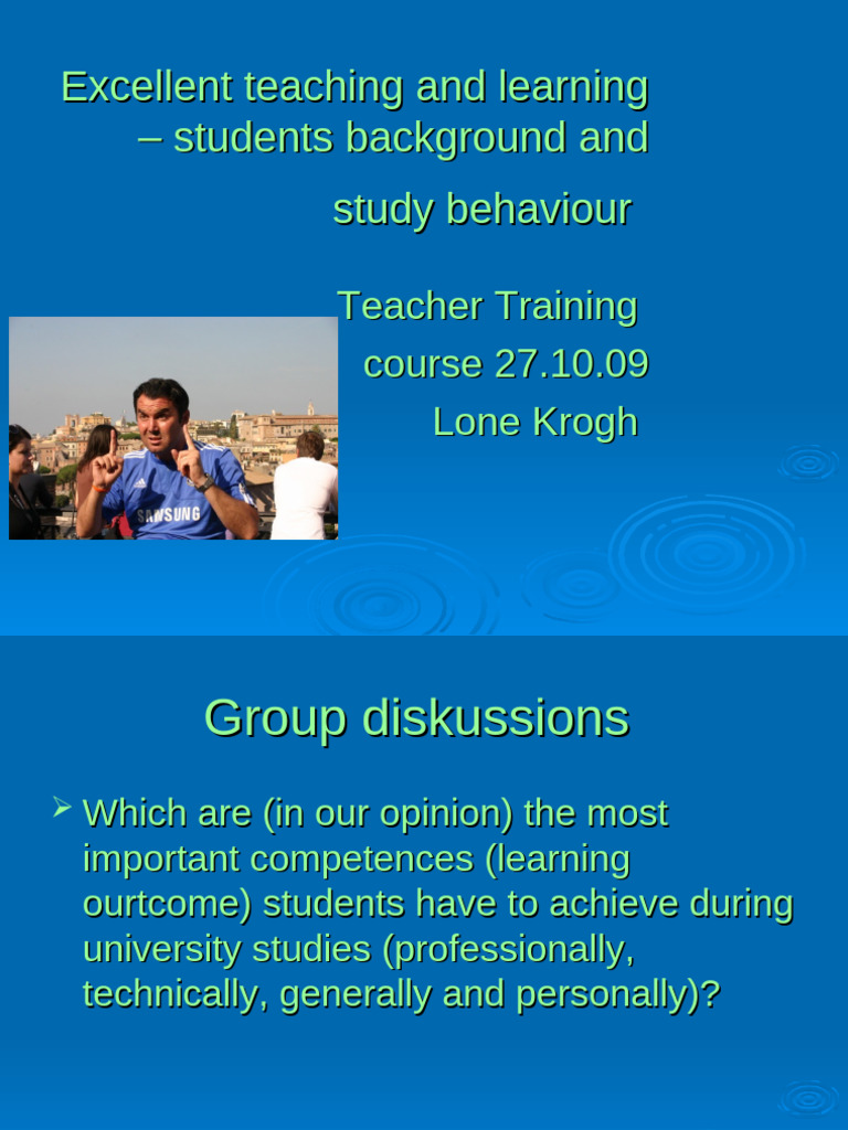 Excellent Teaching and Learning - Students Background and Study ...