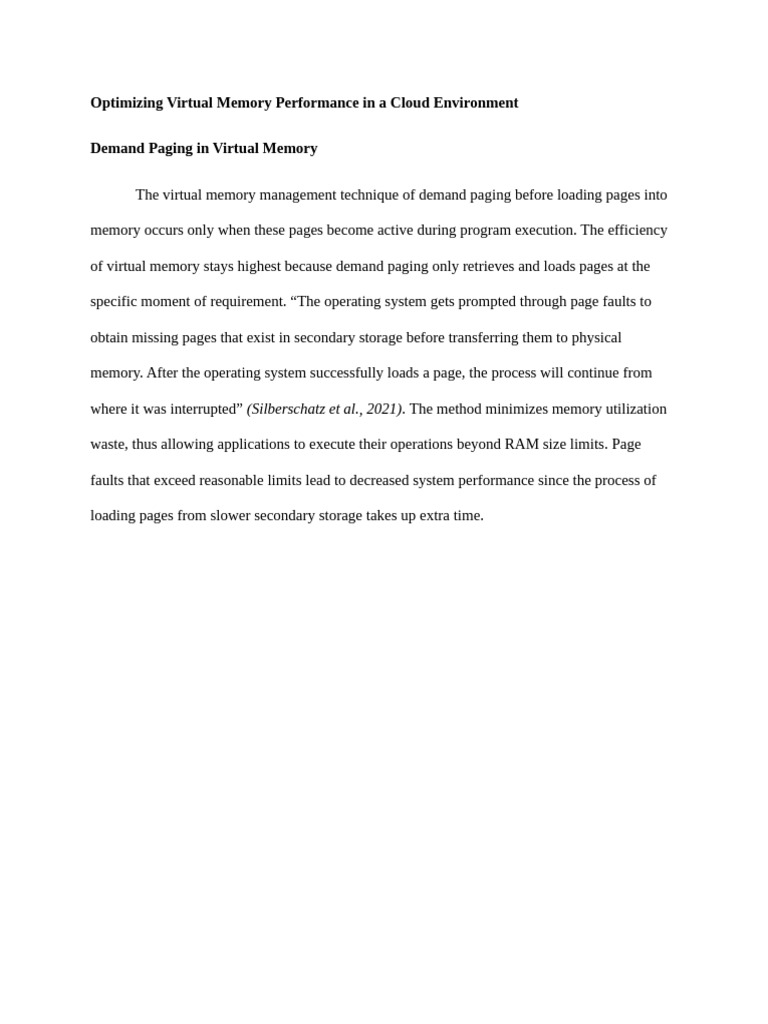 Optimizing Virtual Memory Performance in A Cloud Environment Demand ...