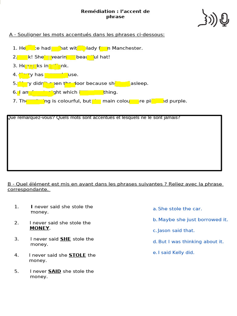 French Accentuation Exercise | PDF