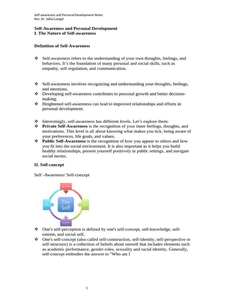 COUN 122 Self-Awareness and Personal Development | PDF | Self Concept | Self Awareness