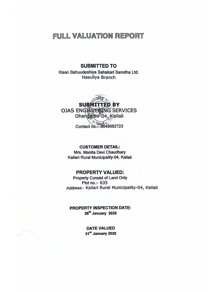 Final Valuation For Ram Autar Chadhary | PDF