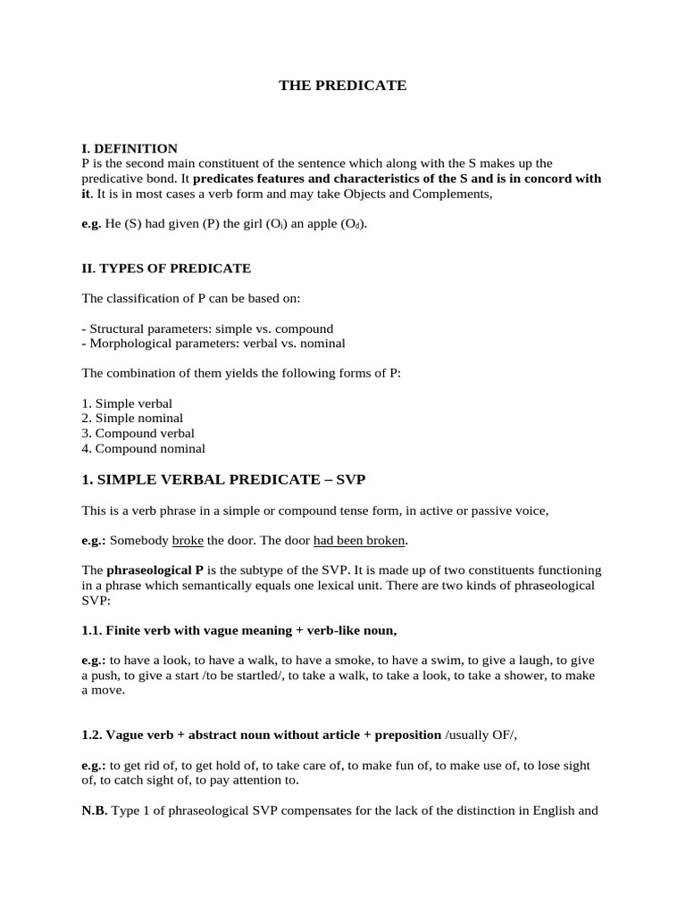 THE PREDICATE and THE PREDICATIVE | PDF | Verb | Clause