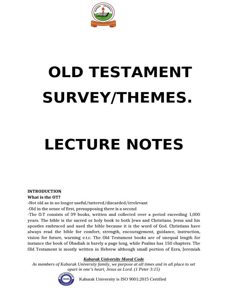 Old Testament Notes | PDF | Torah | Joshua