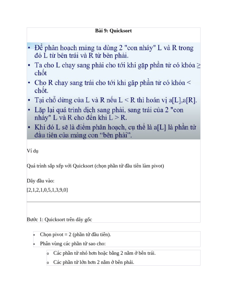 Bai 9 Quicksort | PDF