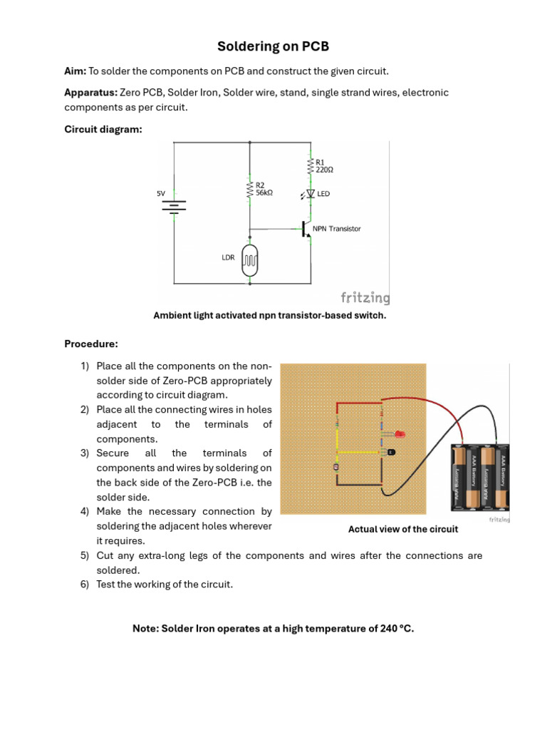 Light Activated Transistor As Switch | PDF