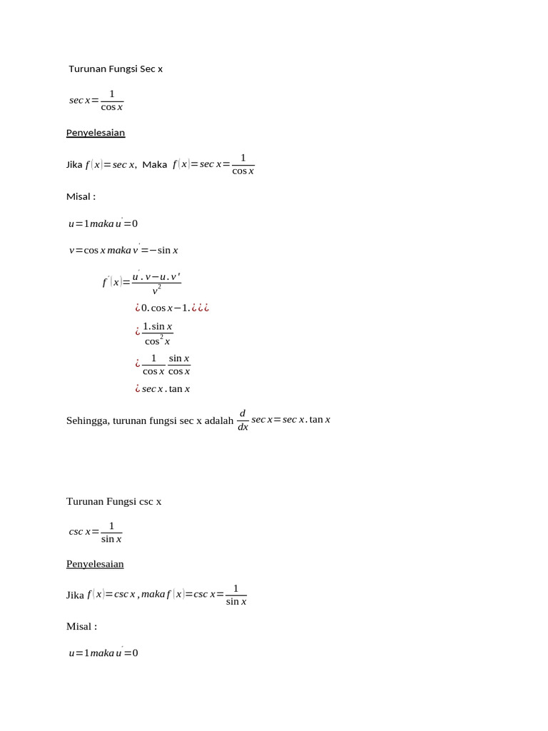 Turunan Fungsi Trigonometri | PDF