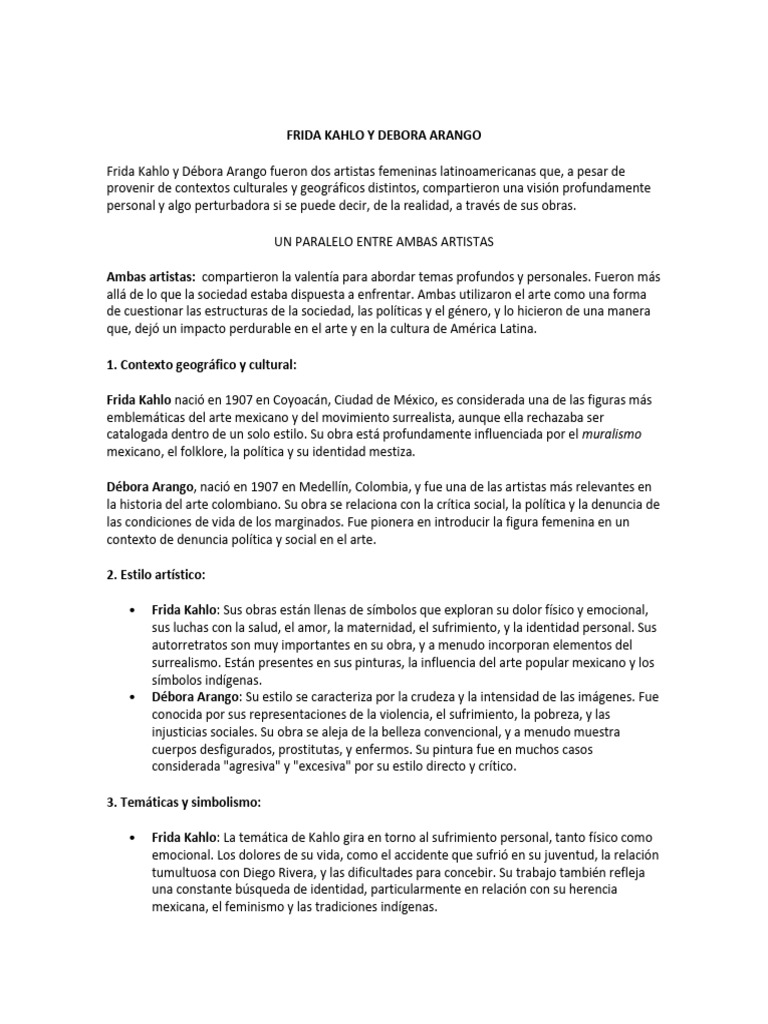 Frida Kahlo y Debora Arango | PDF | Feminismo | Estudios de género