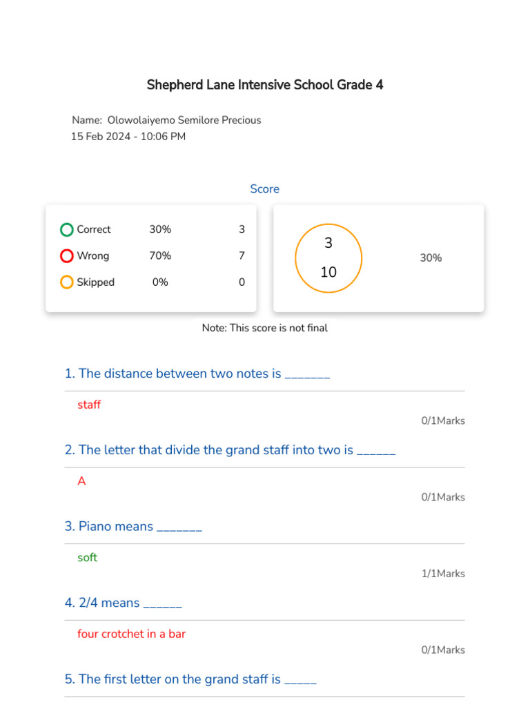 Answer Sheet | PDF