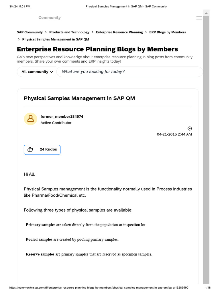 Physical Samples Management in SAP QM | PDF | Enterprise Resource ...