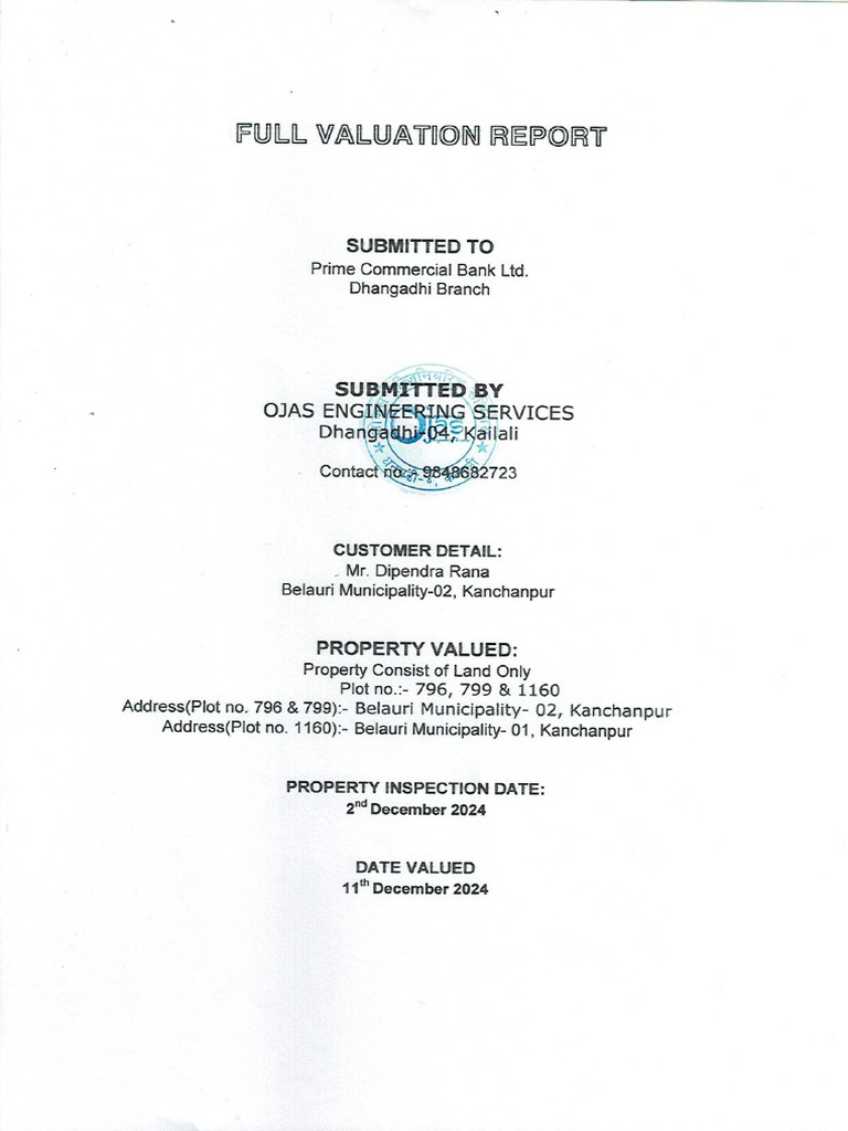 Dipendra Rana Final Valuation Report | PDF