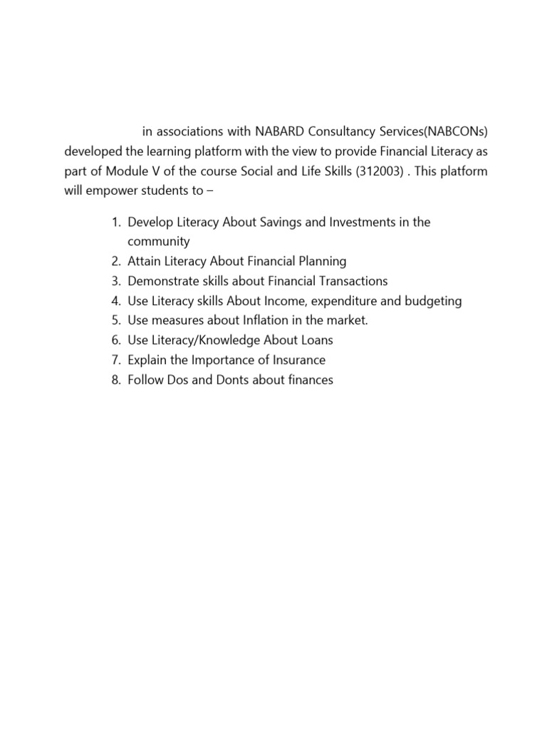 Financial Literacy Learning Platform Guide | PDF | Financial Literacy ...