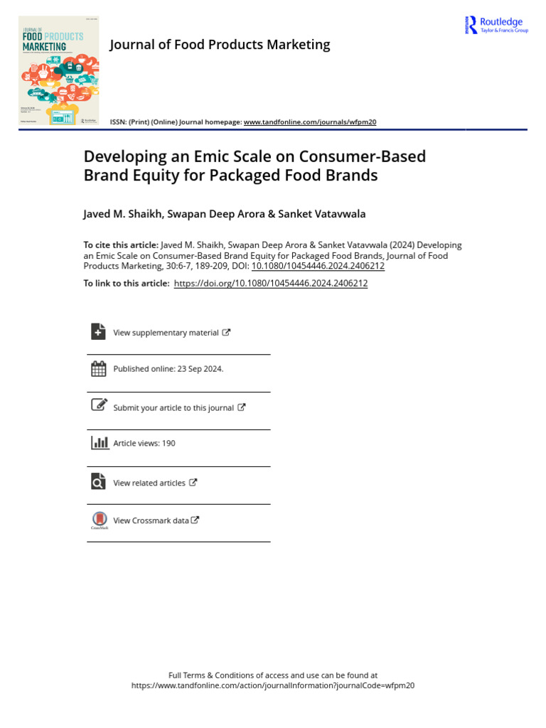 Developing An Emic Scale On Consumer-Based Brand Equity For Packaged ...