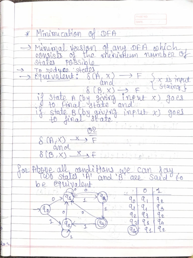 MINIMIZATION DFA TOC | PDF