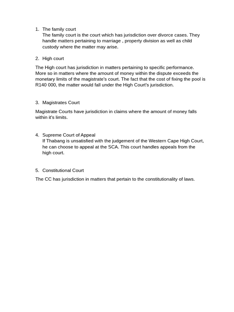 Overview of Court Jurisdictions | PDF