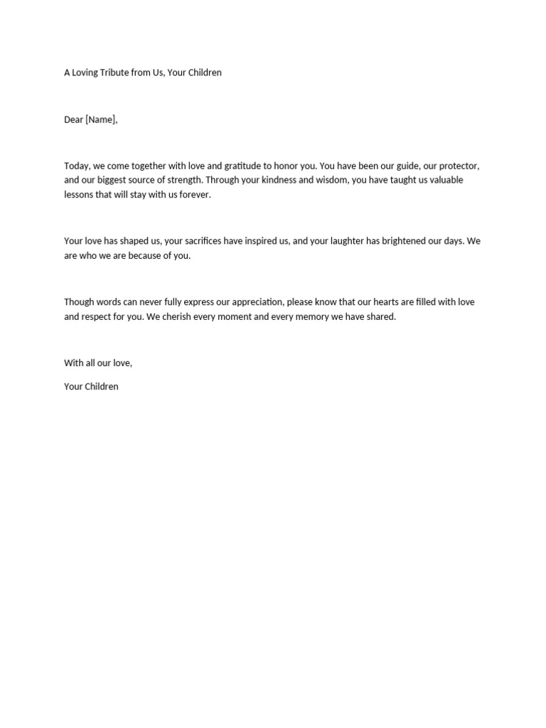 Heartfelt Tribute from Children | PDF
