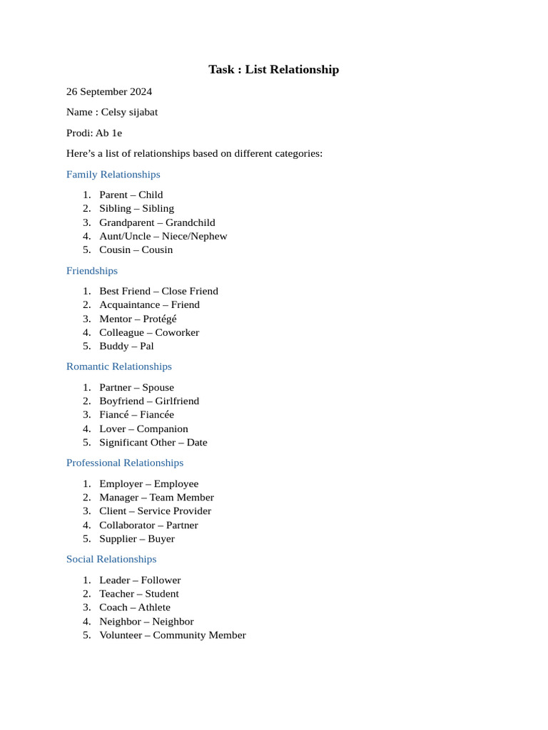 Types of Relationships Explained | PDF