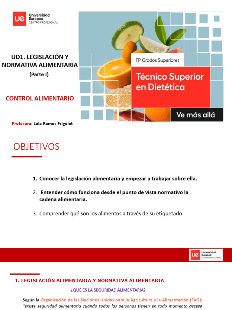 UD.1 (Parte I) Legislación y Normativa Alimentaria | PDF | Seguridad alimenticia | Alimentos