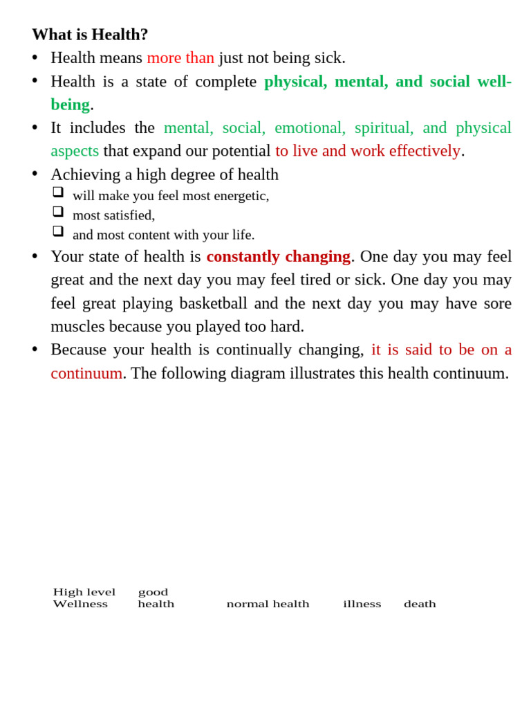 Understanding Health and Wellness Concepts | PDF | Holism | Mental Health