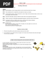 Grade 8 Visible Light Note | PDF | Rainbow | Light